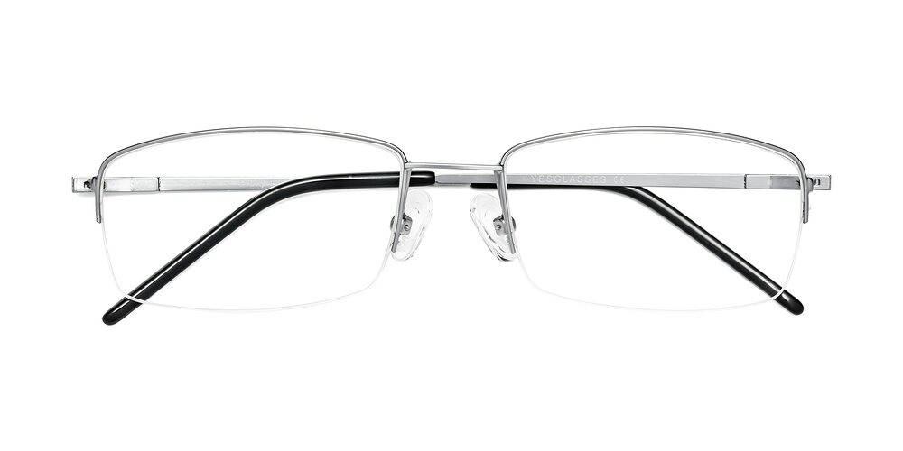 Silver Titanium Rectangle Semi-Rimless Eyeglasses - Duke
