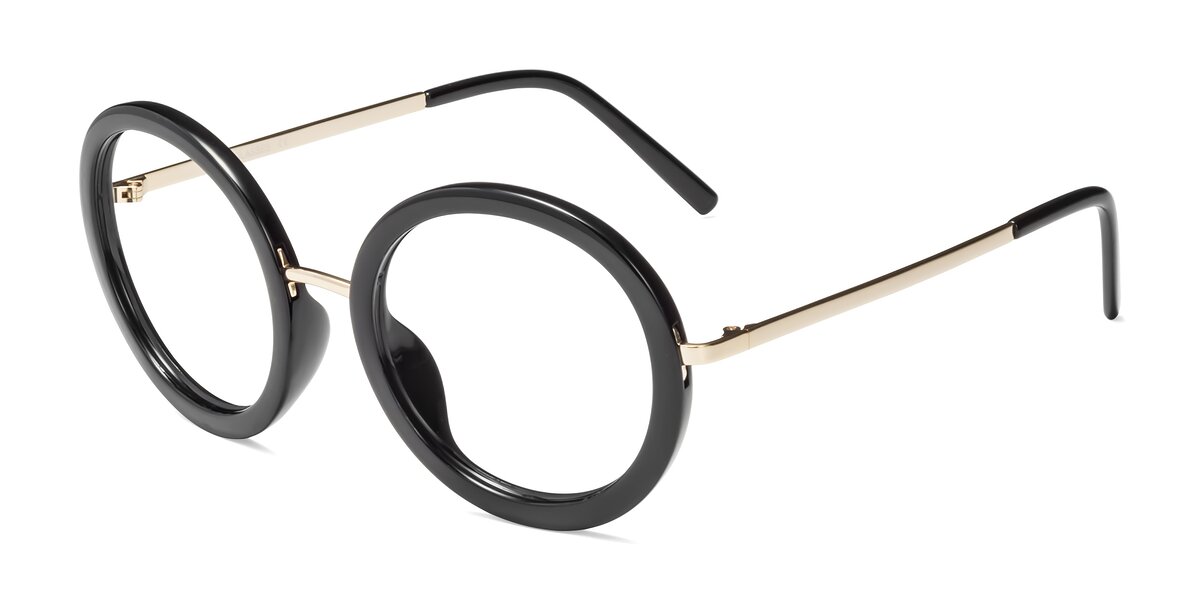Black Geek-Chic Oversized Round Eyeglasses - Bloom