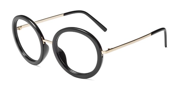 Black Geek-Chic Oversized Round Eyeglasses - Bloom