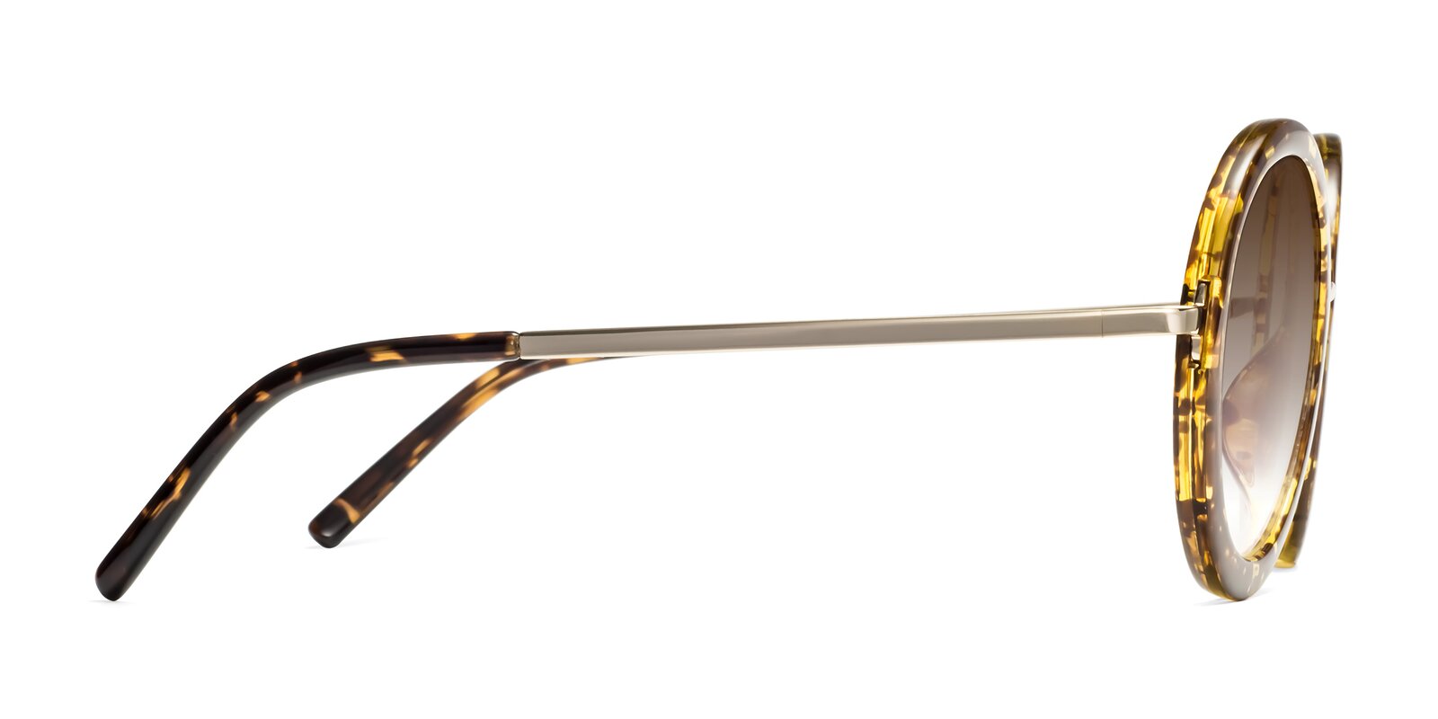 Transparent Tortoise Geek-Chic Oversized Round Gradient Sunglasses with ...