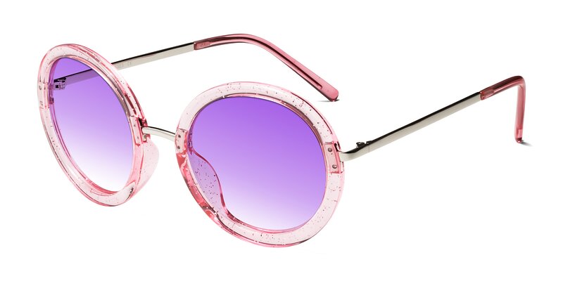 Transparent Pearl Pink Geek-Chic Oversized Round Gradient Sunglasses ...