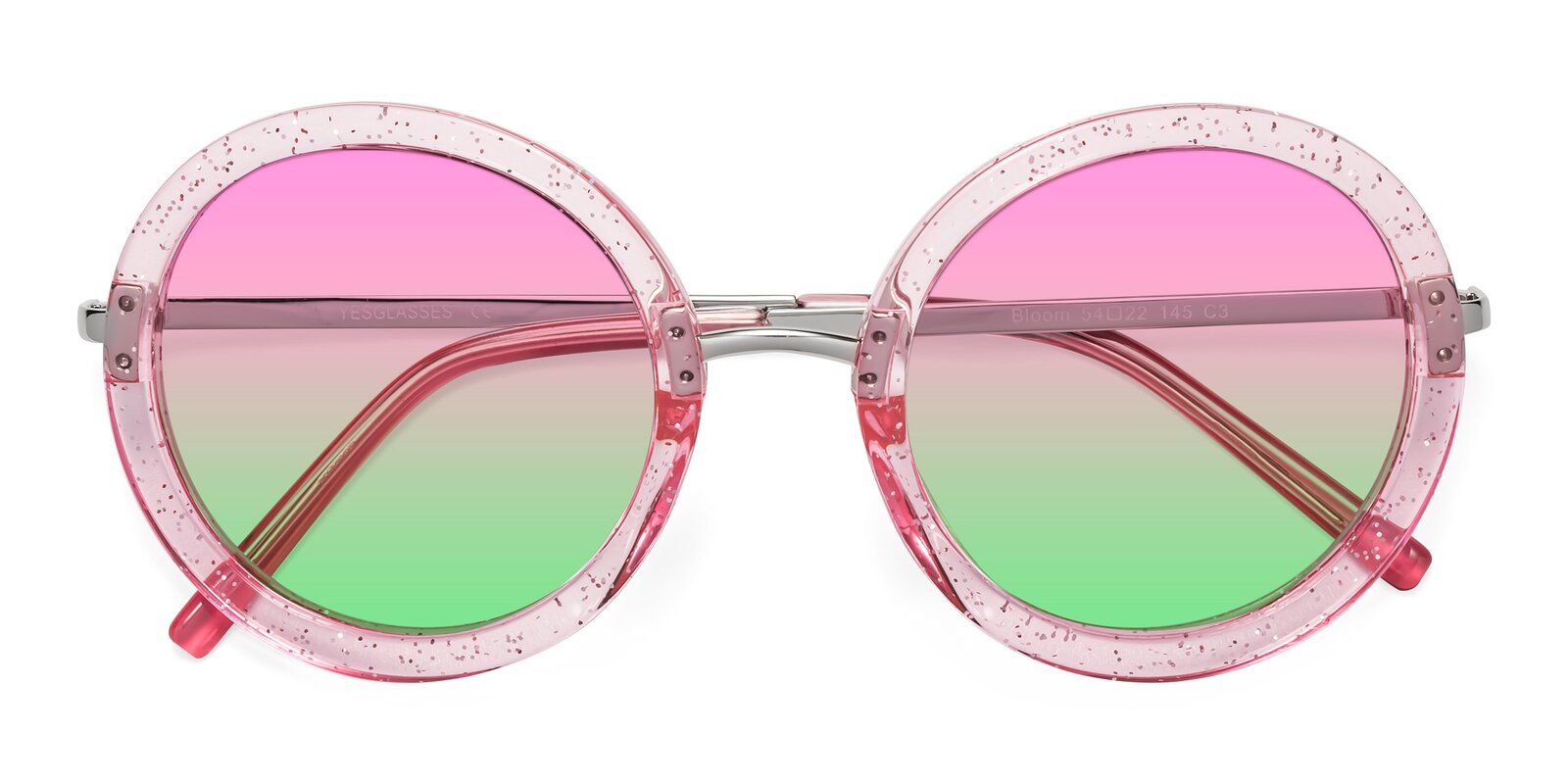Transparent Pearl Pink Geek-Chic Oversized Round Gradient Sunglasses ...