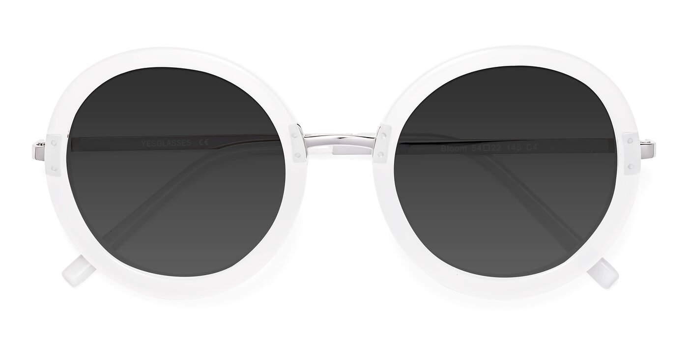 Transparent Glacier Grey Geek-Chic Oversized Round Tinted Sunglasses ...