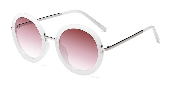 Transparent Glacier Grey Geek-Chic Oversized Round Gradient Sunglasses ...
