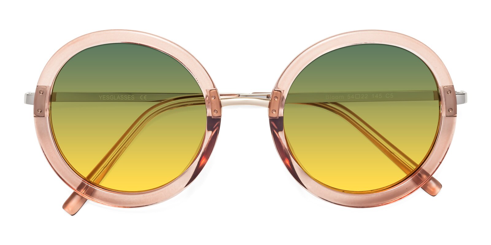 Caramel Geek-Chic Oversized Round Gradient Sunglasses with Green ...