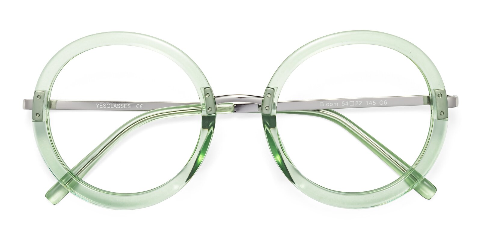 Mint Green Geek-Chic Oversized Round Eyeglasses - Bloom