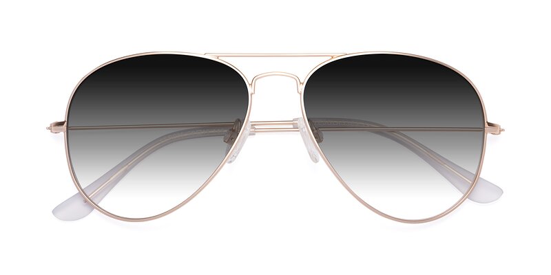 Black-Gold Lightweight Metal Aviator Gradient Sunglasses with Pink ...