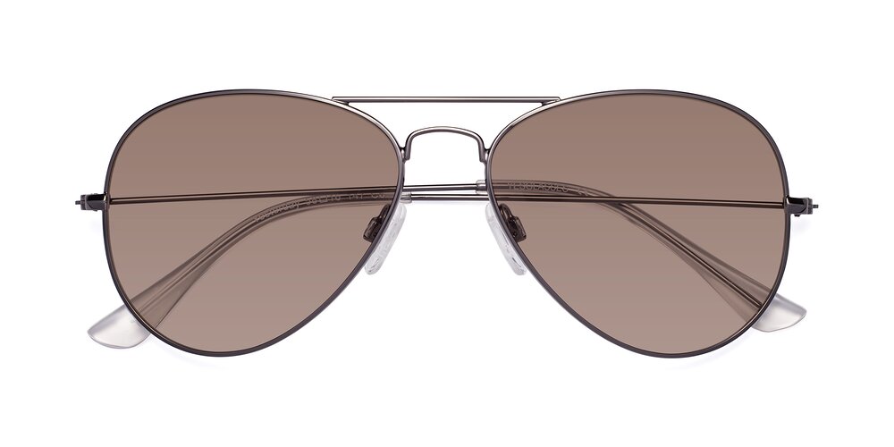 Green-Silver Lightweight Metal Aviator Tinted Sunglasses with Light ...