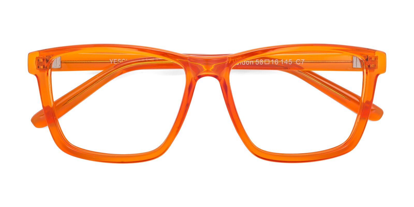 Orange Oversized Grandpa Square Eyeglasses - Sheldon