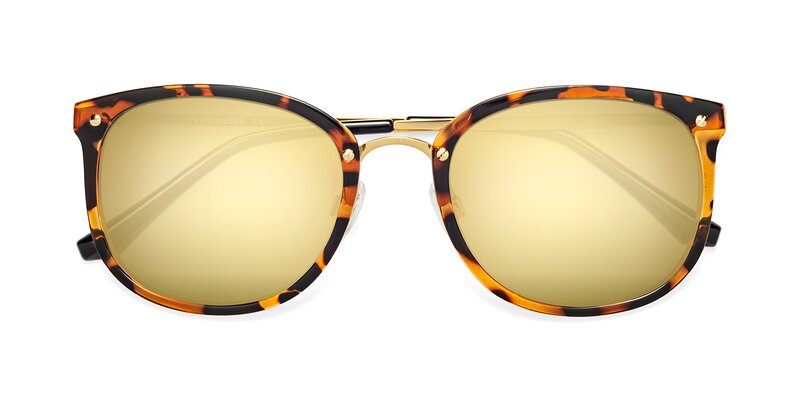 Tortoise/Golden Grandpa Oversized Butterfly Mirrored Sunglasses with ...