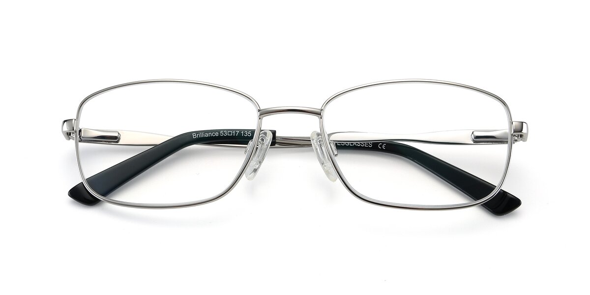Silver Metal Rectangle Rimless Eyeglasses - 58076