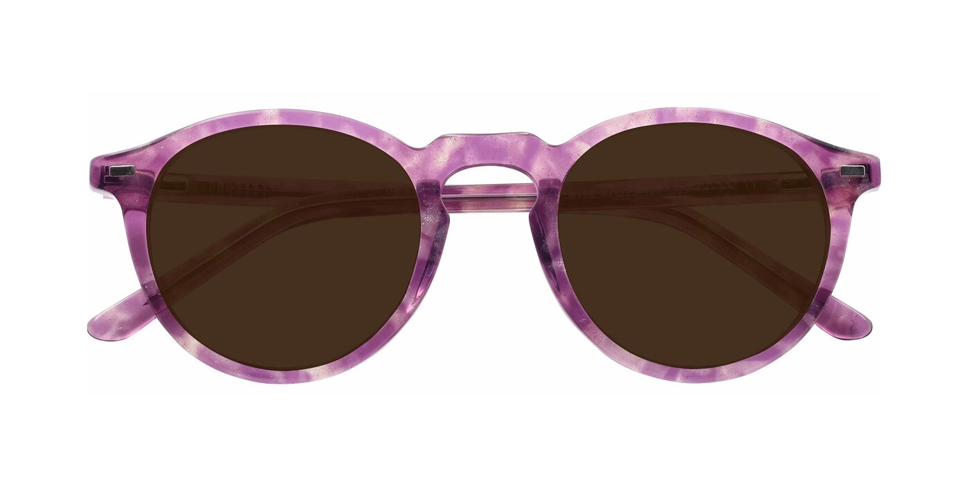 Translucent Purple Geek Chic Acetate Round Polarized Sunglasses With Brown Sunwear Lenses 6199