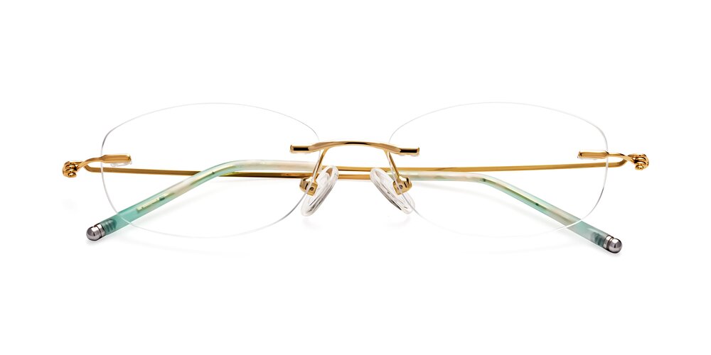 Black Metal Rectangle Rimless Eyeglasses - 58076