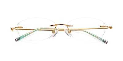 Silver Metal Rectangle Rimless Eyeglasses - 58076