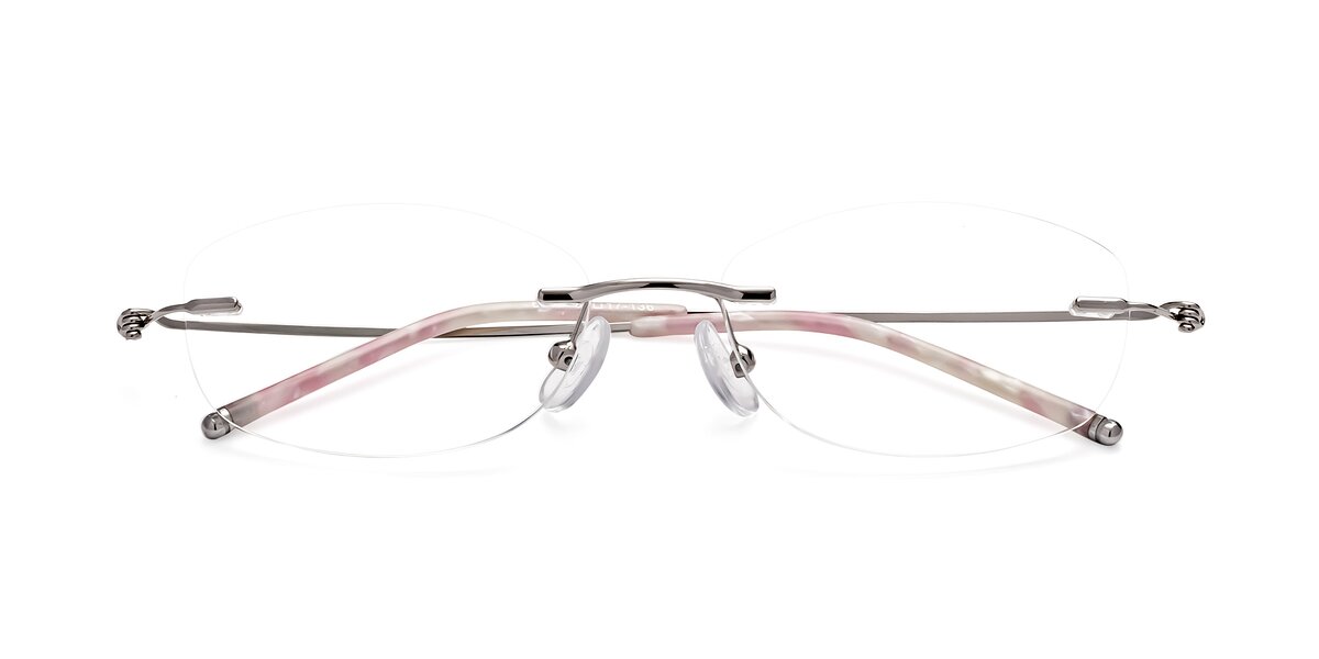 Black Metal Rectangle Rimless Eyeglasses - 58076