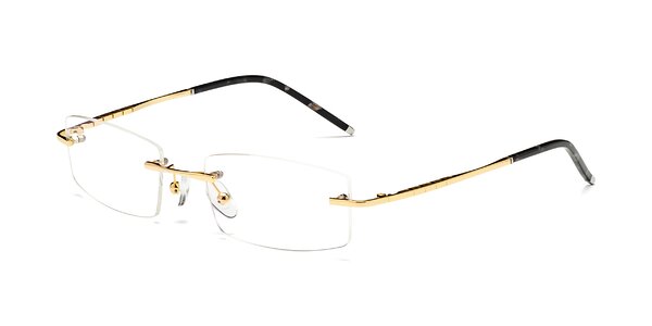 Gold Metal Rectangle Rimless Eyeglasses - 58076