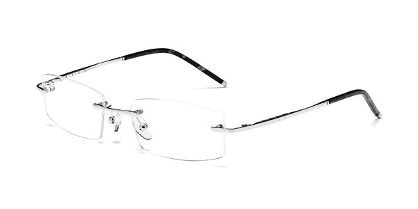 Silver Metal Rectangle Rimless Eyeglasses - 58076