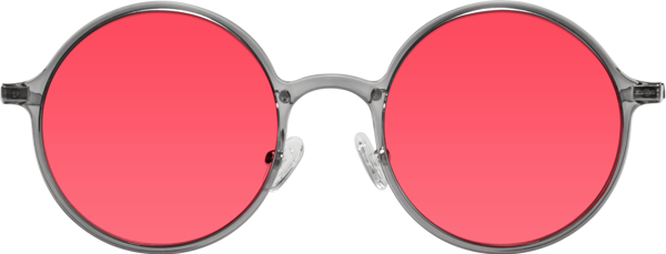 Transparent Gray Retro-Vintage Thin Round Tinted Sunglasses with Red ...