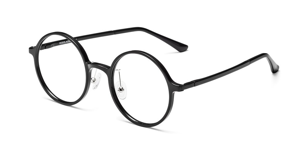 Black Retro-Vintage Thin Round Eyeglasses - Lemon