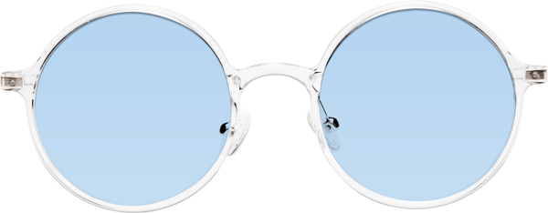 Clear Retro-Vintage Thin Round Tinted Sunglasses with Light Blue ...