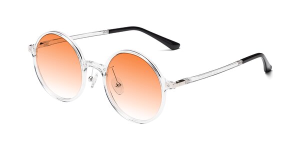 Clear Retro-Vintage Thin Round Gradient Sunglasses with Orange Sunwear ...
