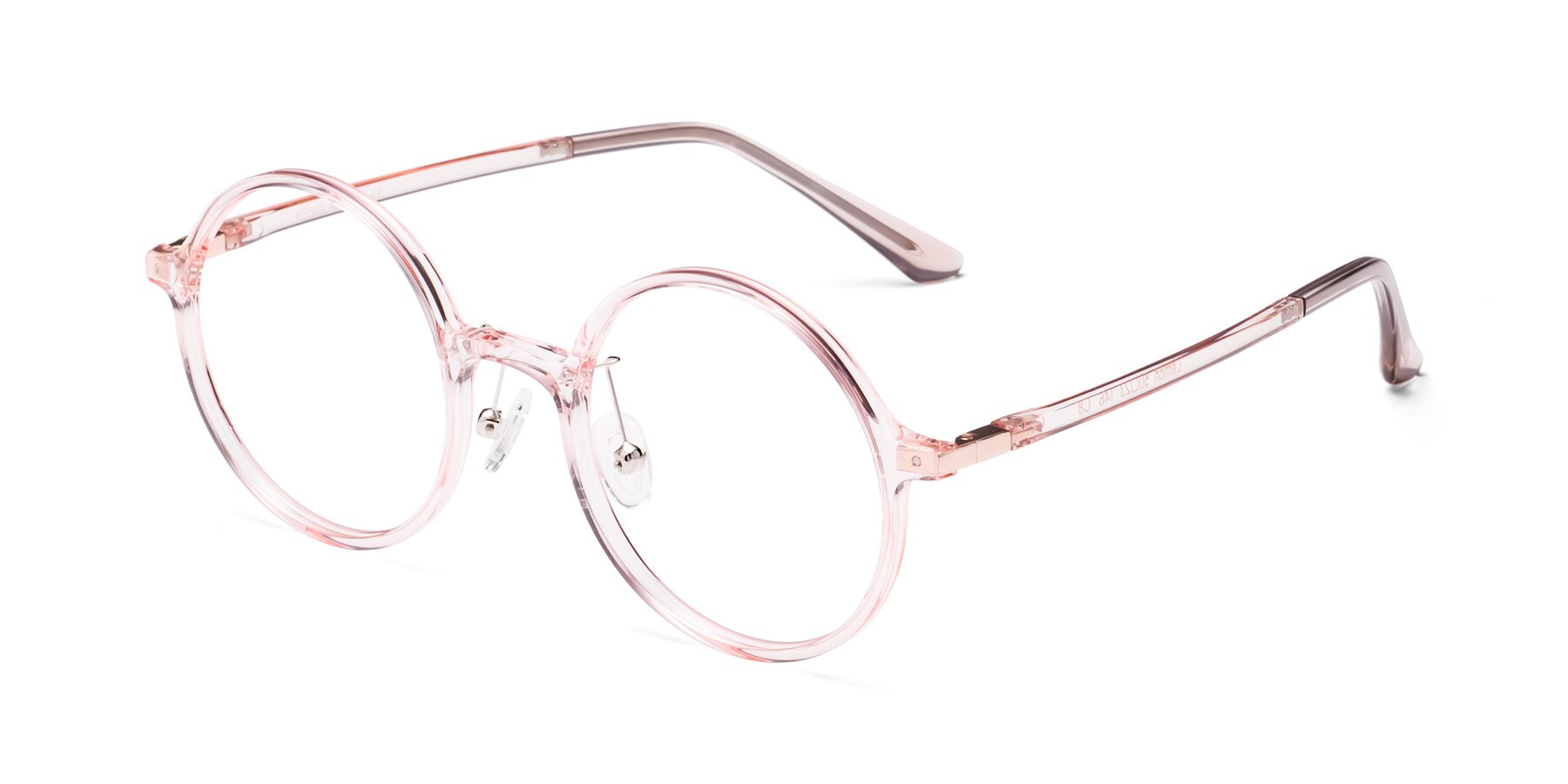 Transparent Pink Retro-Vintage Thin Round Eyeglasses - Lemon