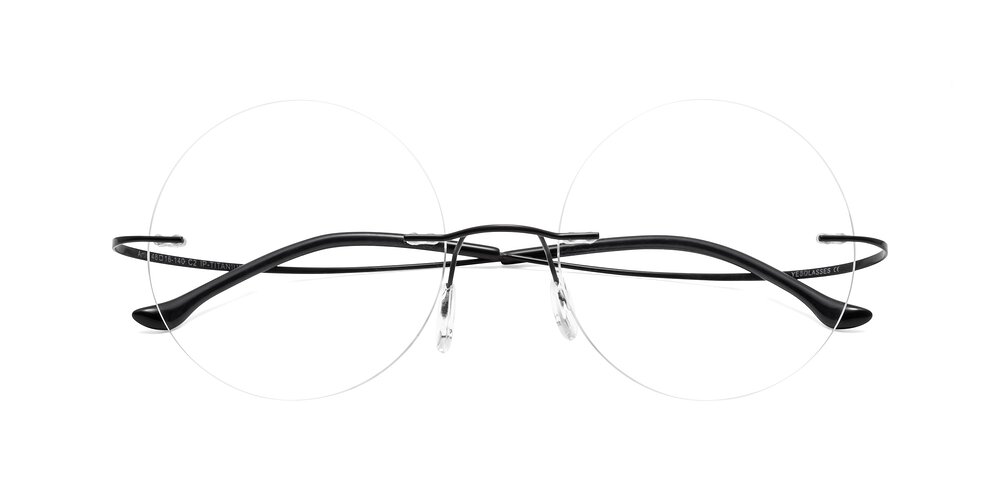 Black Lightweight Round Rimless Eyeglasses - Artist