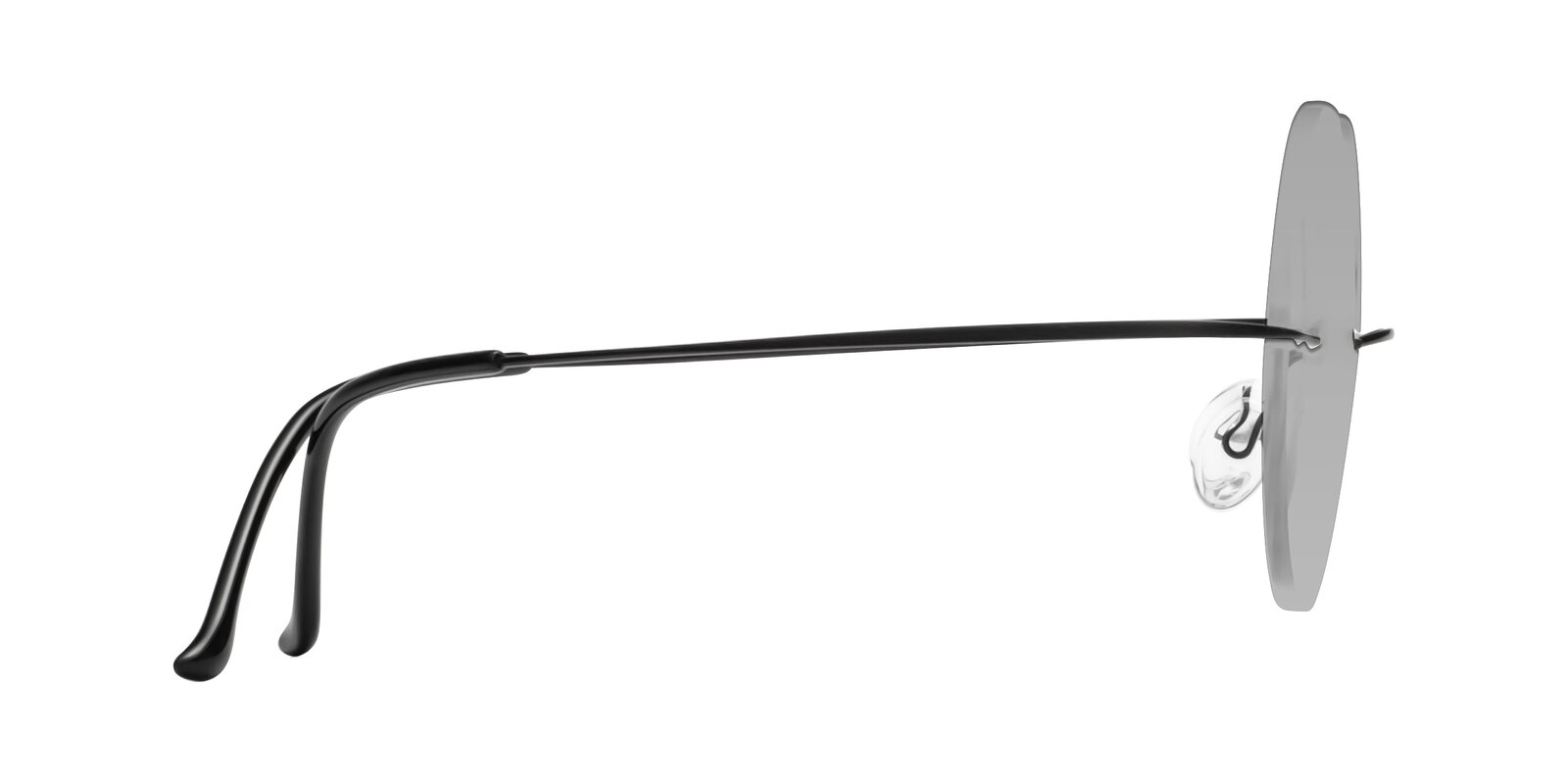 Black Lightweight Round Rimless Tinted Sunglasses with Light Gray ...