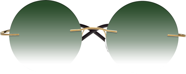 Gold Lightweight Round Rimless Gradient Sunglasses with Green Sunwear ...