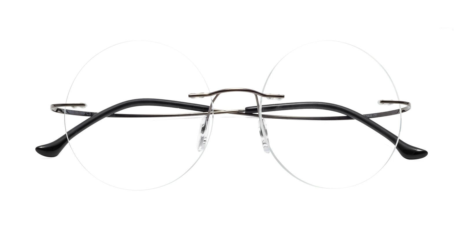 Gunmetal Lightweight Round Rimless Eyeglasses - Artist