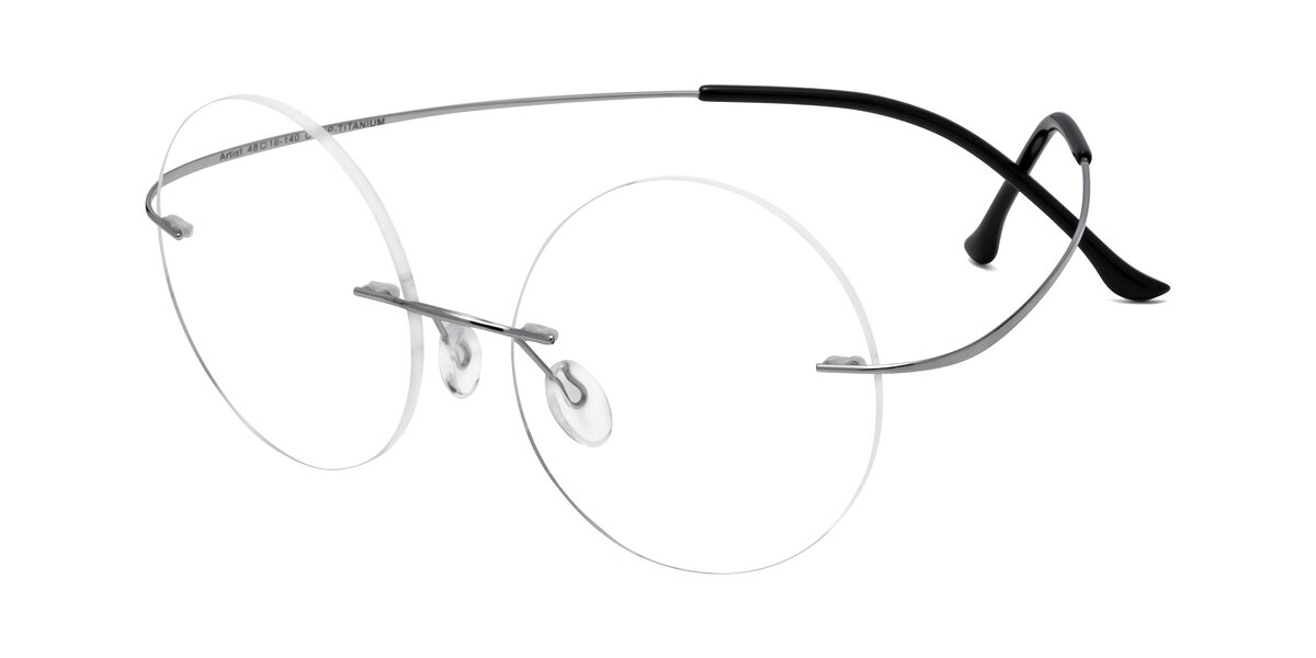 Silver Lightweight Round Rimless Eyeglasses - Artist
