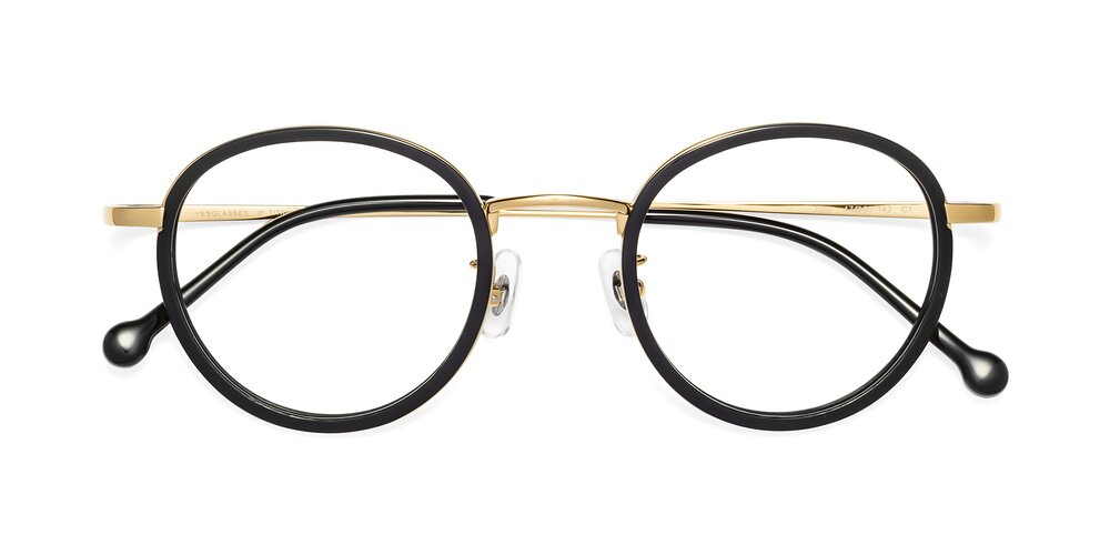 Black Retro-Vintage Thin Round Eyeglasses - Lemon