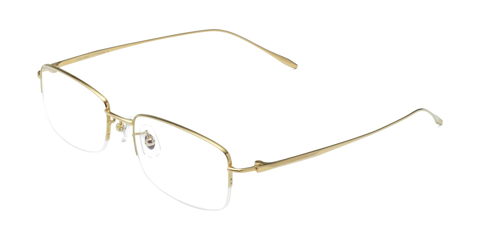 Gold Titanium Rectangle Semi-Rimless Eyeglasses - Duke