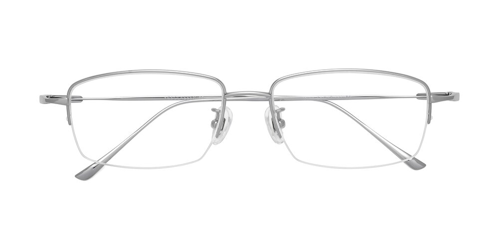 Silver Titanium Rectangle Semi-Rimless Eyeglasses - Duke