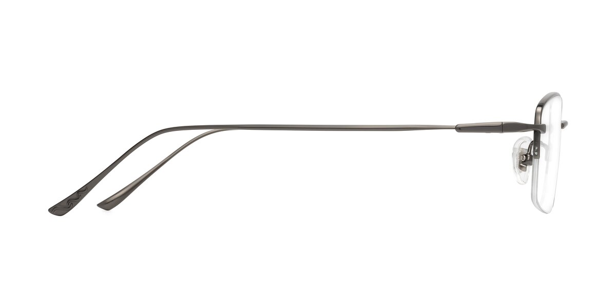 Gunmetal Titanium Rectangle Semi-Rimless Blue Light Glasses - Duke