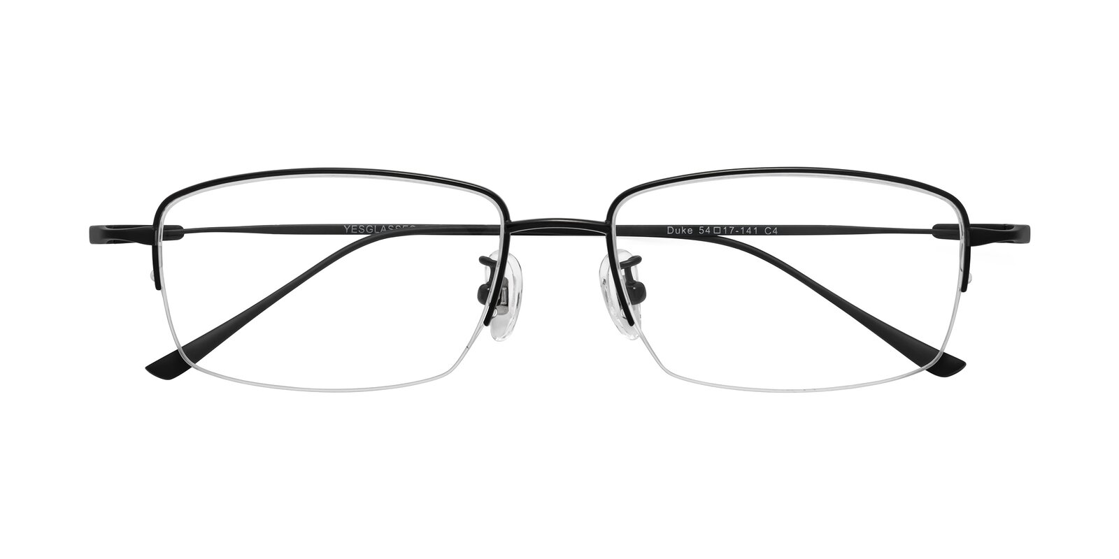 Black Titanium Rectangle Semi-Rimless Blue Light Glasses - Duke