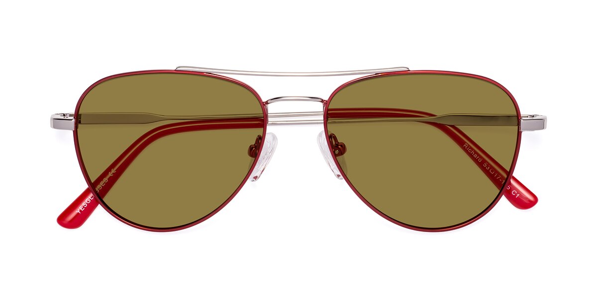 Silver Classic Titanium Aviator Polarized Sunglasses with Green Sunwear ...