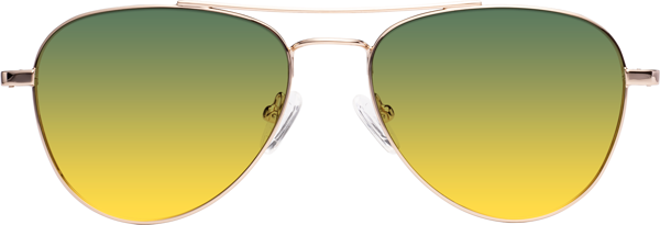Gold Lightweight Metal Aviator Gradient Sunglasses with Green / Yellow ...