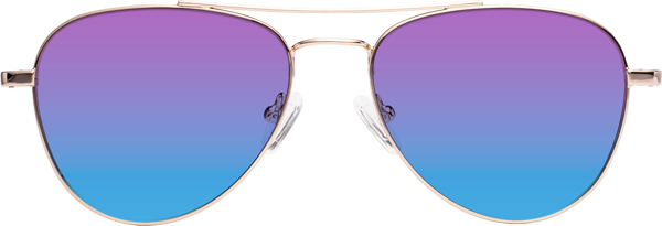 Gold Lightweight Metal Aviator Gradient Sunglasses with Purple / Blue ...