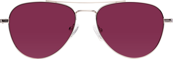 Silver Lightweight Metal Aviator Tinted Sunglasses with Wine Sunwear ...