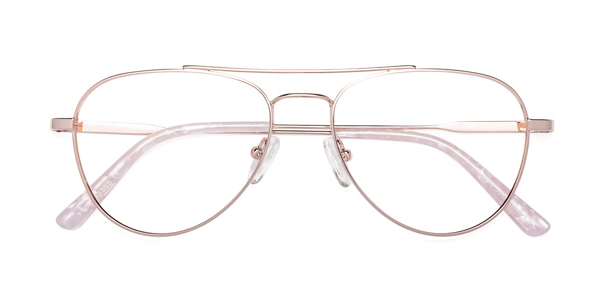 Rose Gold Lightweight Metal Aviator Eyeglasses - Richard