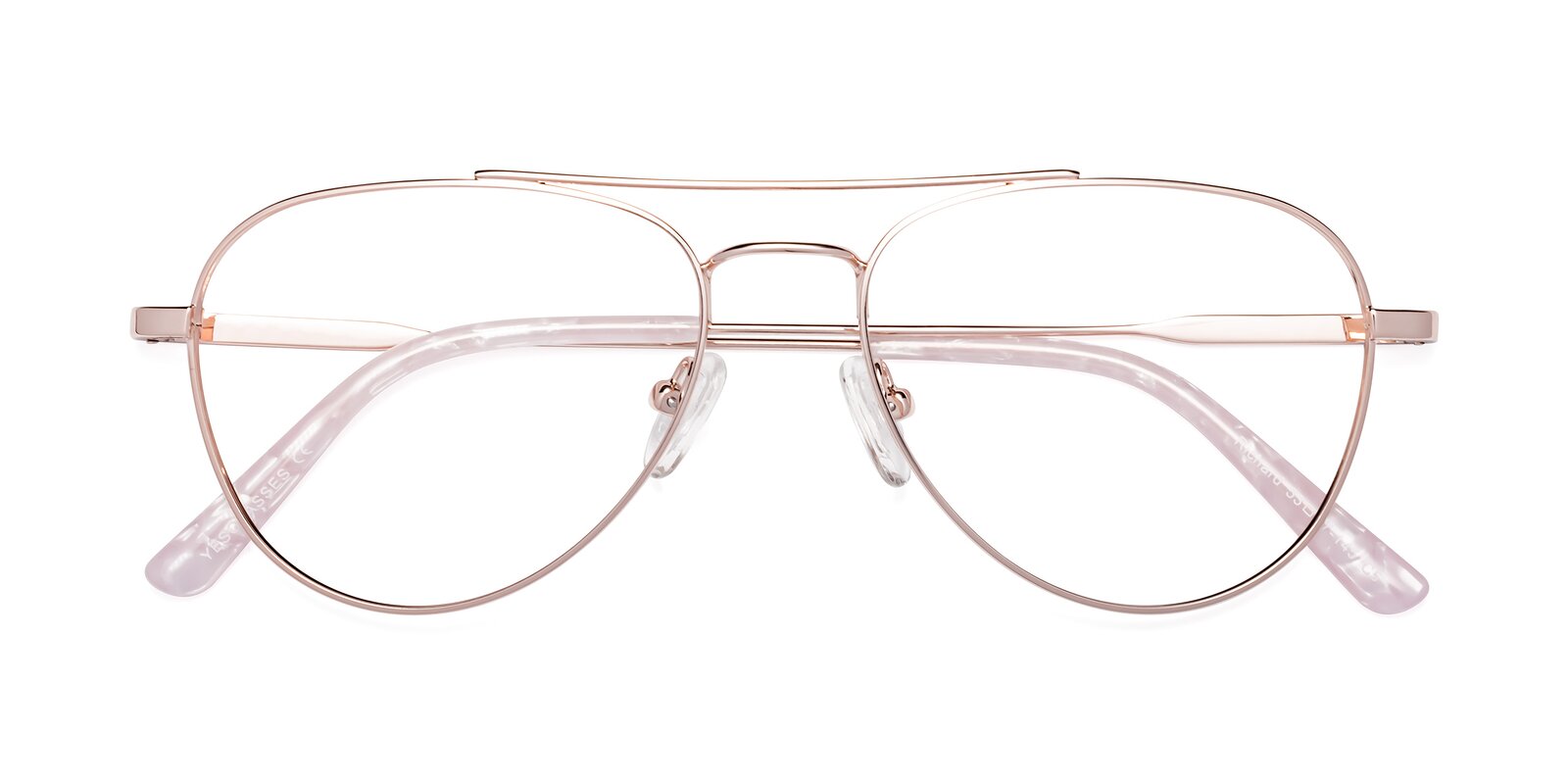 Rose Gold Lightweight Metal Aviator Eyeglasses - Richard