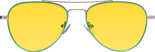 Green/Silver Lightweight Metal Aviator Tinted Sunglasses with Yellow ...
