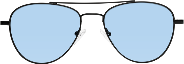 Black Lightweight Metal Aviator Tinted Sunglasses with Light Blue ...