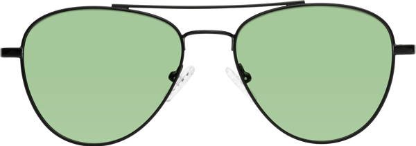 Black Lightweight Metal Aviator Tinted Sunglasses with Medium Green ...