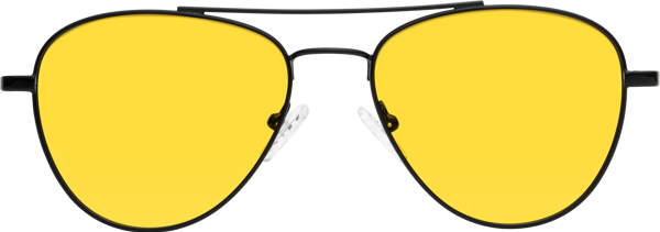 Black Lightweight Metal Aviator Tinted Sunglasses with Yellow Sunwear ...