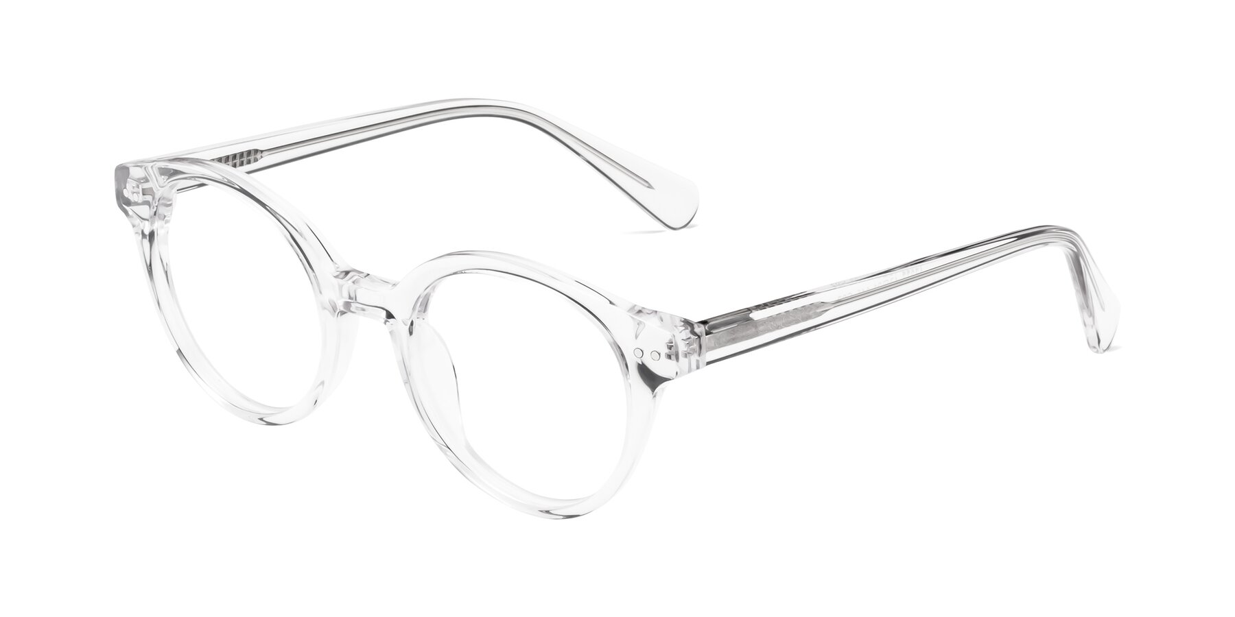 Clear Narrow Horn-Rimmed Round Eyeglasses - 17277