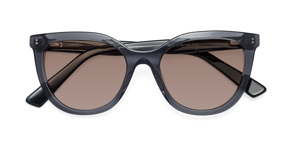 Black Retro Vintage Acetate Cat Eye Tinted Sunglasses With Medium Yellow Sunwear Lenses 17485