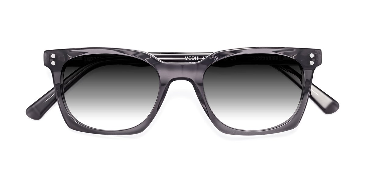 Black Wide Horn-Rimmed Acetate Gradient Sunglasses with Gray Sunwear ...