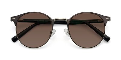 Matte Black Flexible Ultem Round Tinted Sunglasses with Brown Sunwear ...